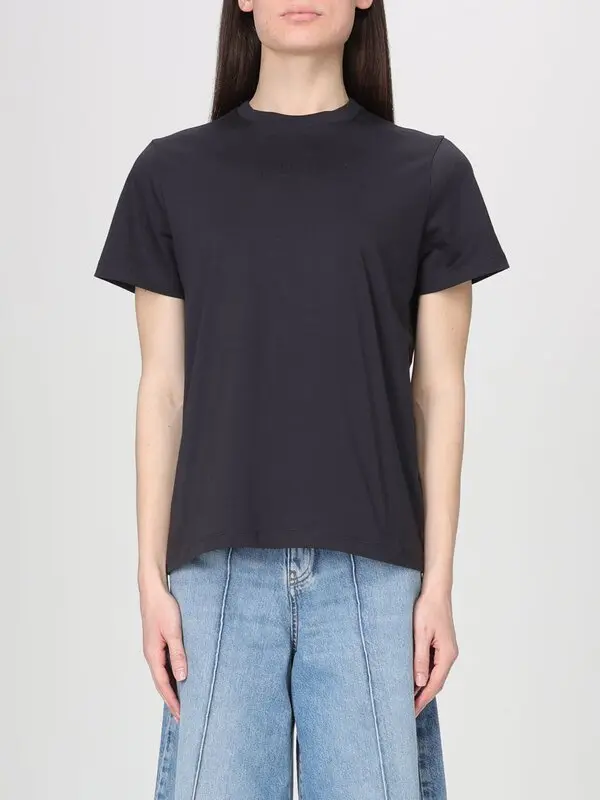 GANNI Cotton T-shirt With Logo Detail - Black
