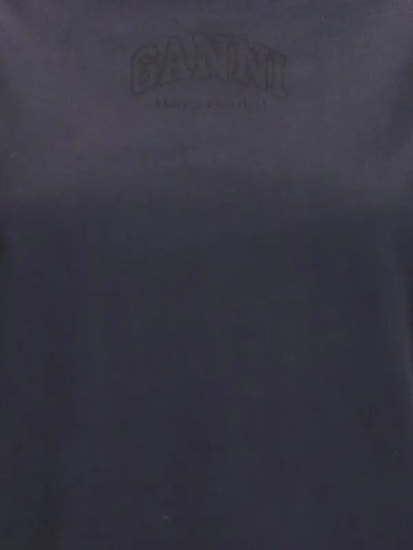 GANNI Slim Fit Cotton T-shirt With Tone-on-tone Logo - Charcoal