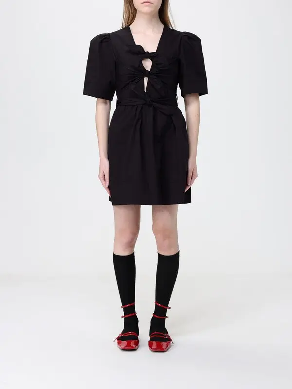GANNI Stretch Cotton Mini Dress - Black