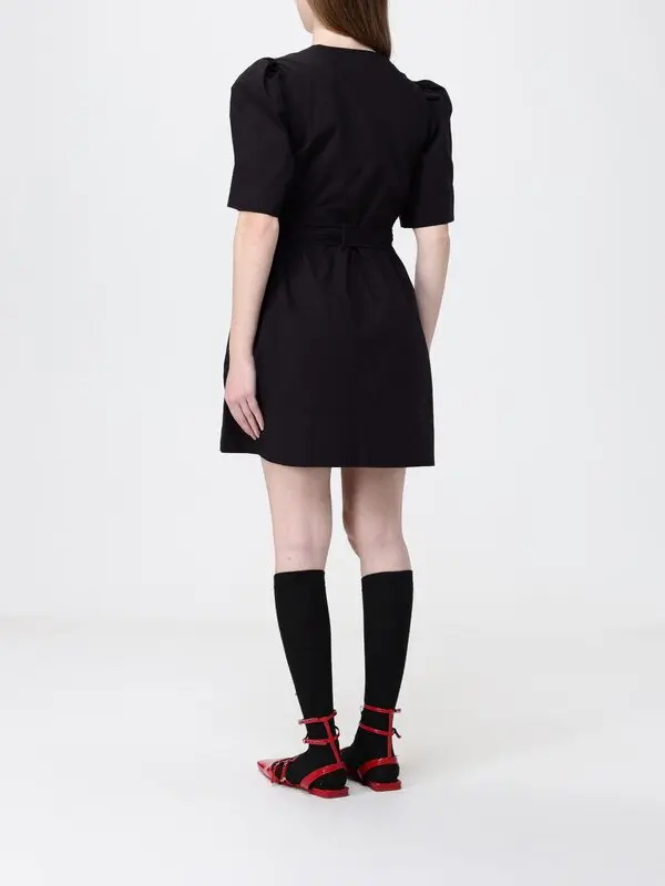 GANNI Stretch Cotton Mini Dress - Black