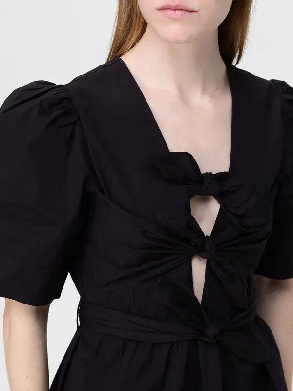GANNI Stretch Cotton Mini Dress - Black