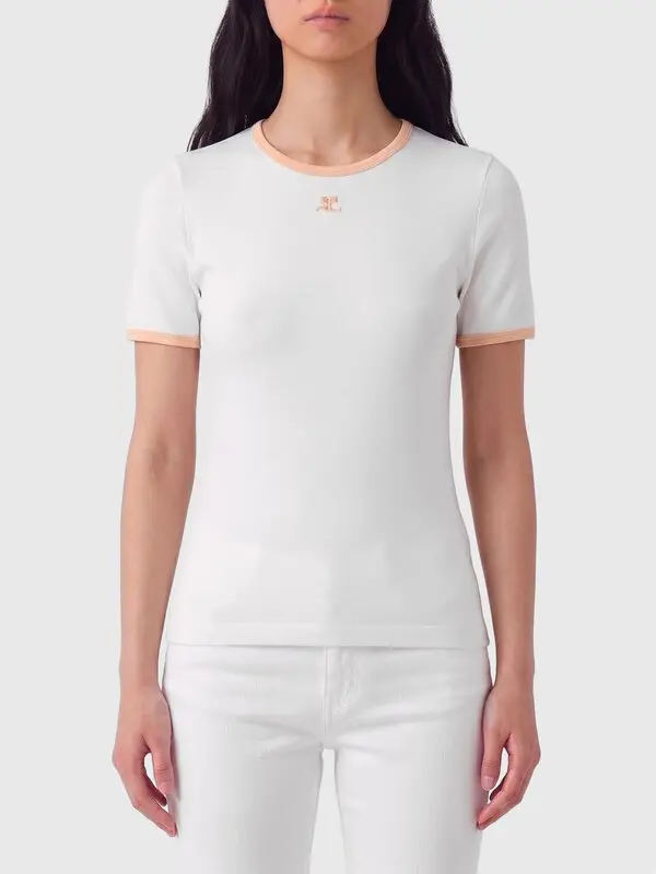 COURREGES Cotton T-shirts With Mini Logo - White