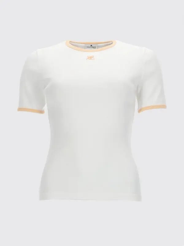 COURREGES Cotton T-shirts With Mini Logo - White