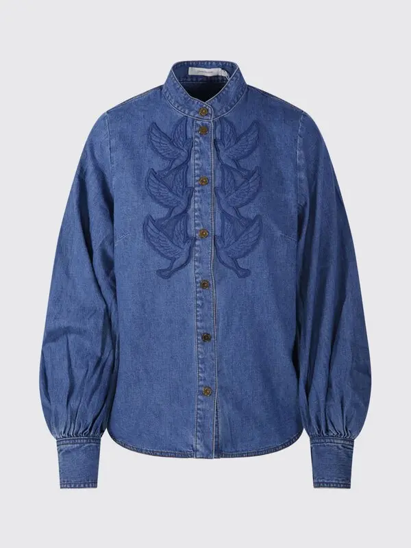 Zimmermann Cotton Denim Shirt With Embroidery