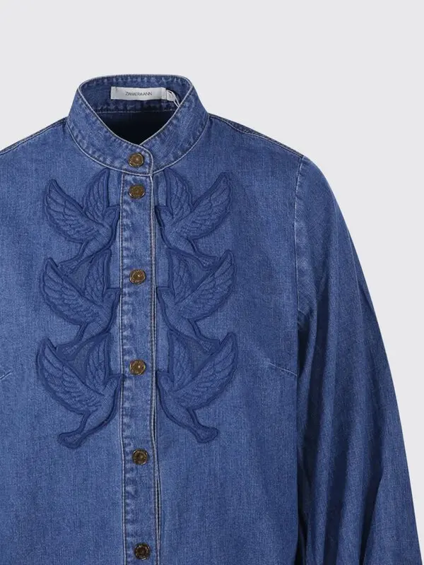 Zimmermann Cotton Denim Shirt With Embroidery