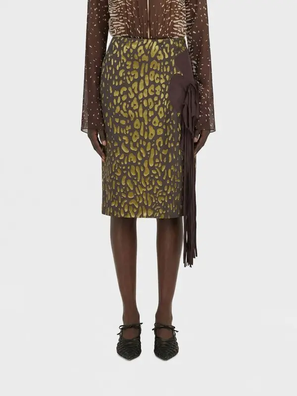 FERRAGAMO Animal Print Silk Skirt
