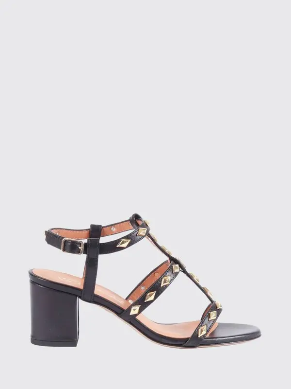 VIA ROMA 15 Leather Sandals With Studs - Black