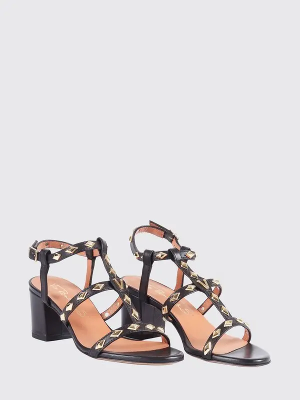 VIA ROMA 15 Leather Sandals With Studs - Black