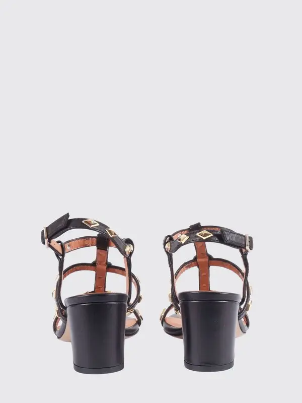 VIA ROMA 15 Leather Sandals With Studs - Black