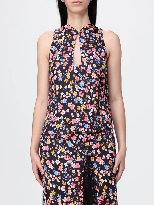 MAR DE MARGARITAS Viscose Floral Sleeveless Top - Black