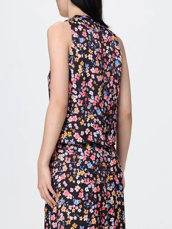 MAR DE MARGARITAS Viscose Floral Sleeveless Top - Black