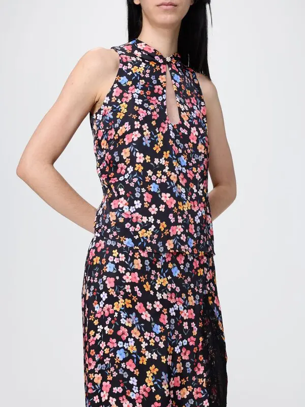 MAR DE MARGARITAS Viscose Floral Sleeveless Top - Black