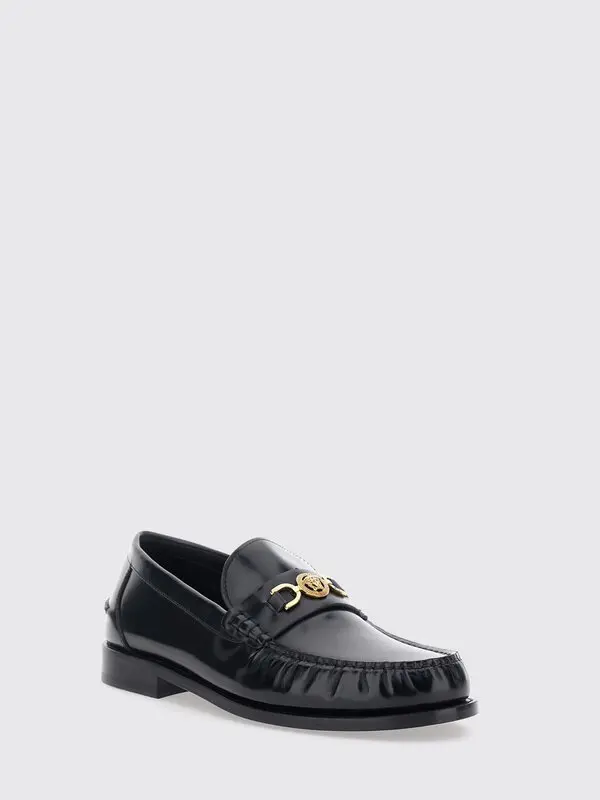 Versace Medusa '95 Brushed Leather Penny Loafers With Metallic Logo