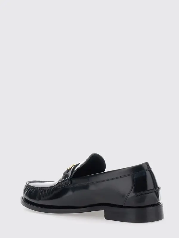 Versace Medusa '95 Brushed Leather Penny Loafers With Metallic Logo