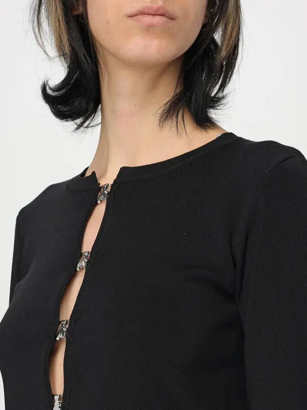 Patrizia Pepe Ribbed Cardigan With Embellished Closure