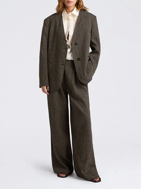 Momoni Asymmetrical Cotton And Linen Blend Blazer