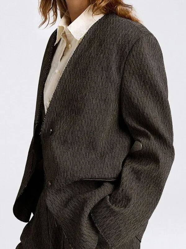 Momoni Asymmetrical Cotton And Linen Blend Blazer