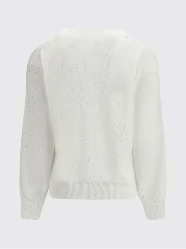 Brunello Cucinelli Linen And Cotton V-neck Knit With Sequins
