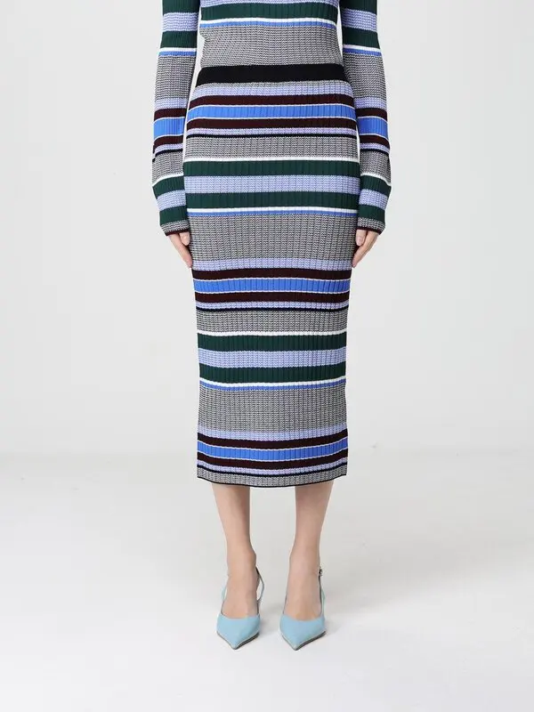 Pinko Striped Knit Midi Skirt