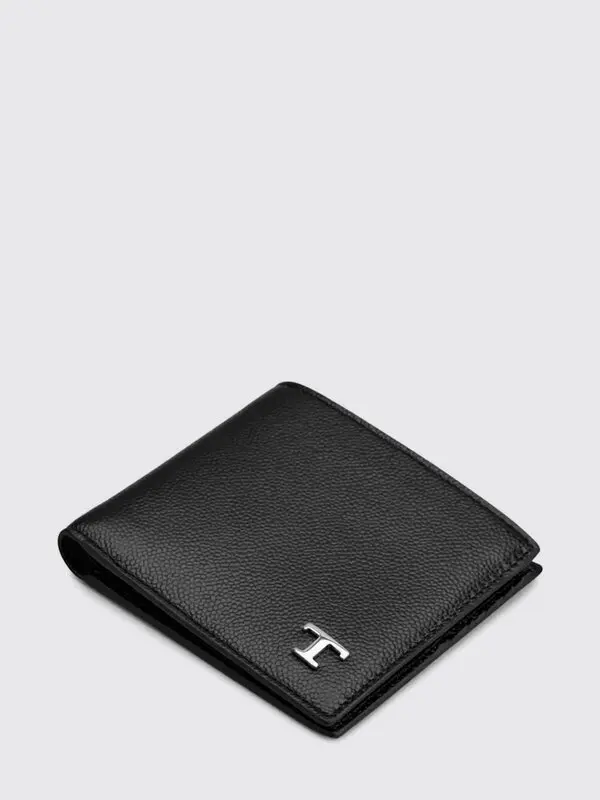 TOD'S T Timeless Grained Leather Wallet - Black