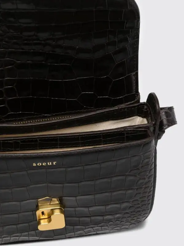Soeur Croc Print Leather Bag
