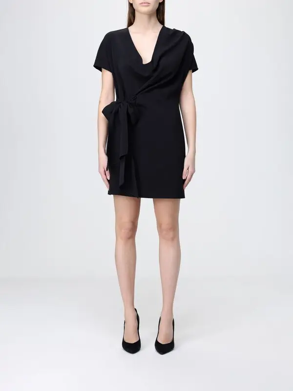 Federica Tosi Polyester Mini Sheath Dress With Side Bow - Black