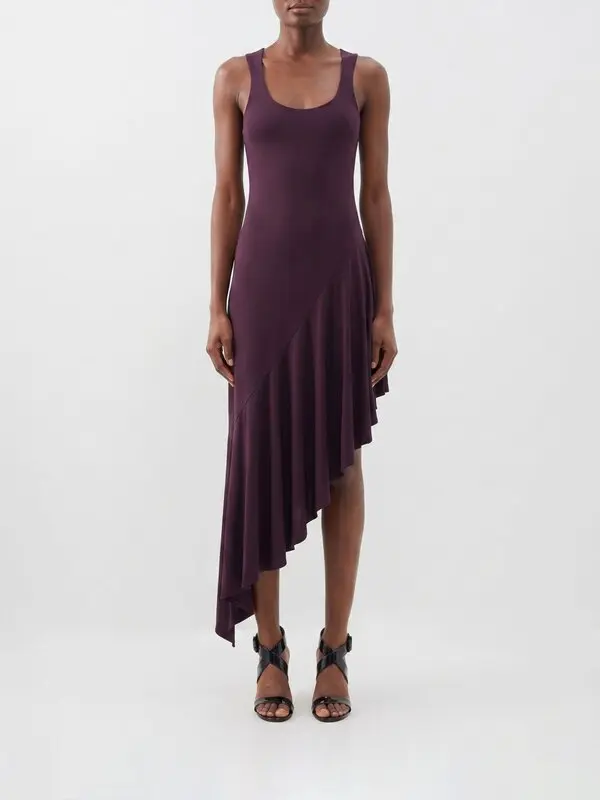 Alaïa Asymmetrical Jersey Midi Dress - Violet