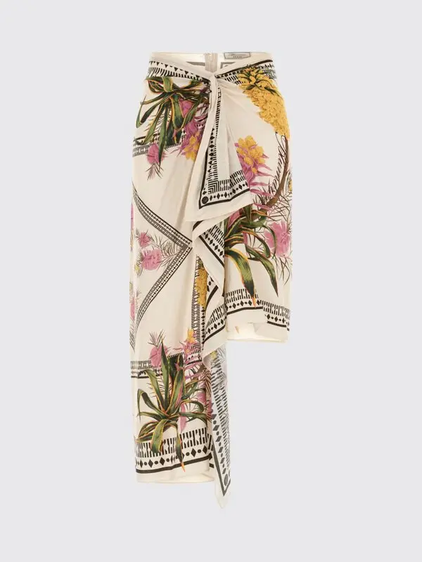 Blumarine Asymmetric Printed Viscose Pareo Midi Skirt - Pink