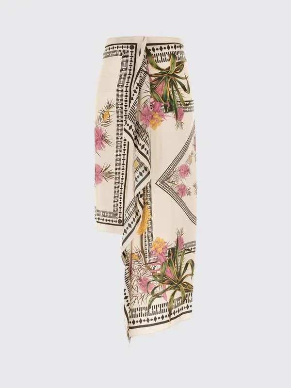 Blumarine Asymmetric Printed Viscose Pareo Midi Skirt - Pink
