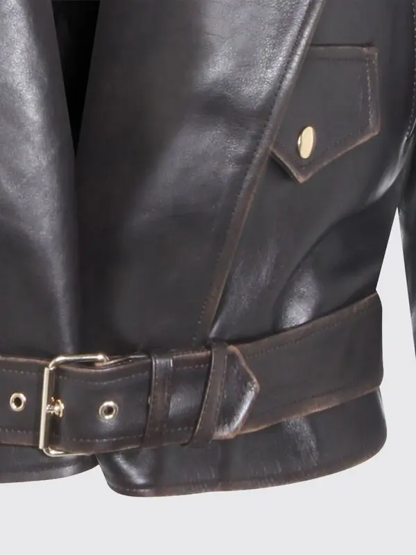 Alaïa Hooded Leather Jacket - Ebony