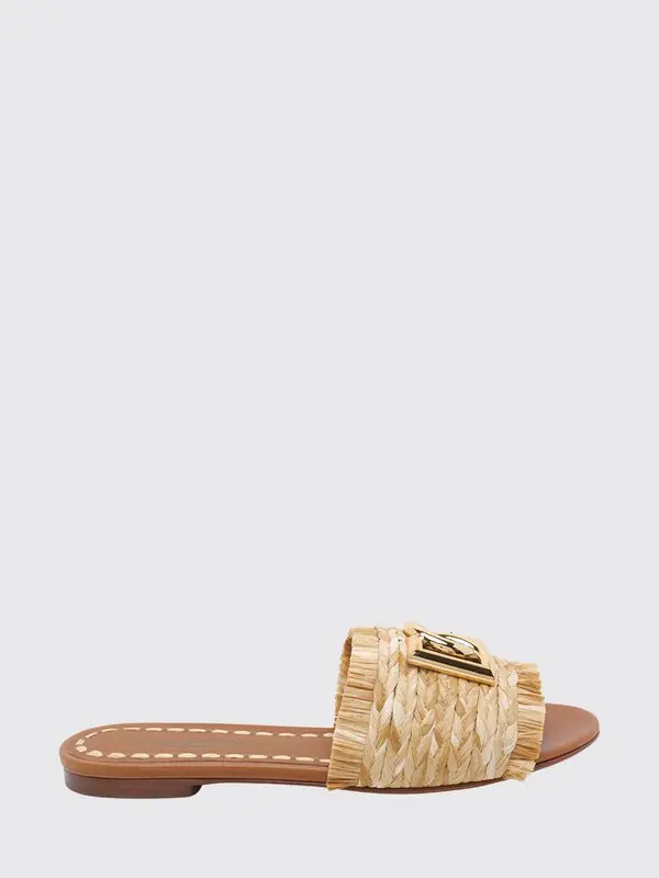 Dolce & Gabbana Dg Raffia Mule Sandals - Brown