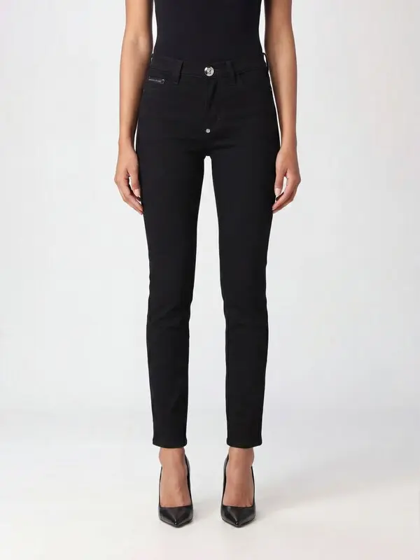 Philipp Plein Straight Leg Stretch Denim Jeans With Hexagon Logo