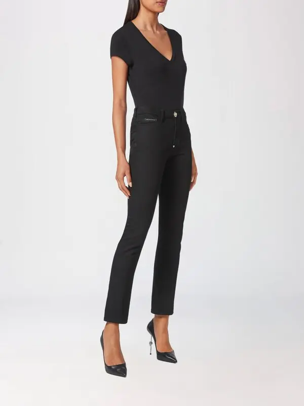 Philipp Plein Straight Leg Stretch Denim Jeans With Hexagon Logo