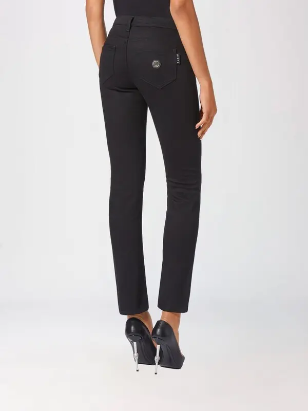 Philipp Plein Straight Leg Stretch Denim Jeans With Hexagon Logo