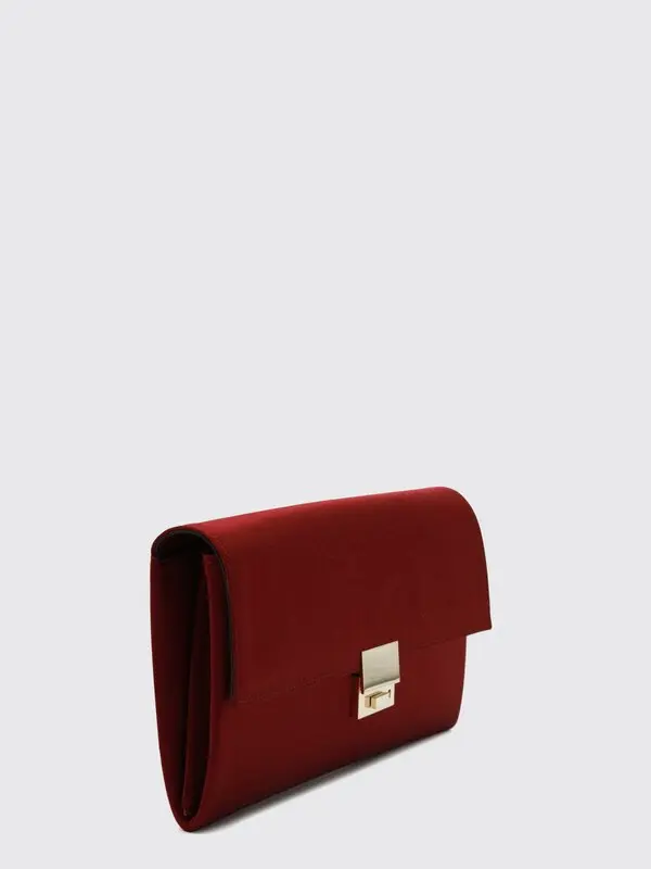 TOM FORD Rectangular Silk Clutch With Metallic Snap Closure - Red