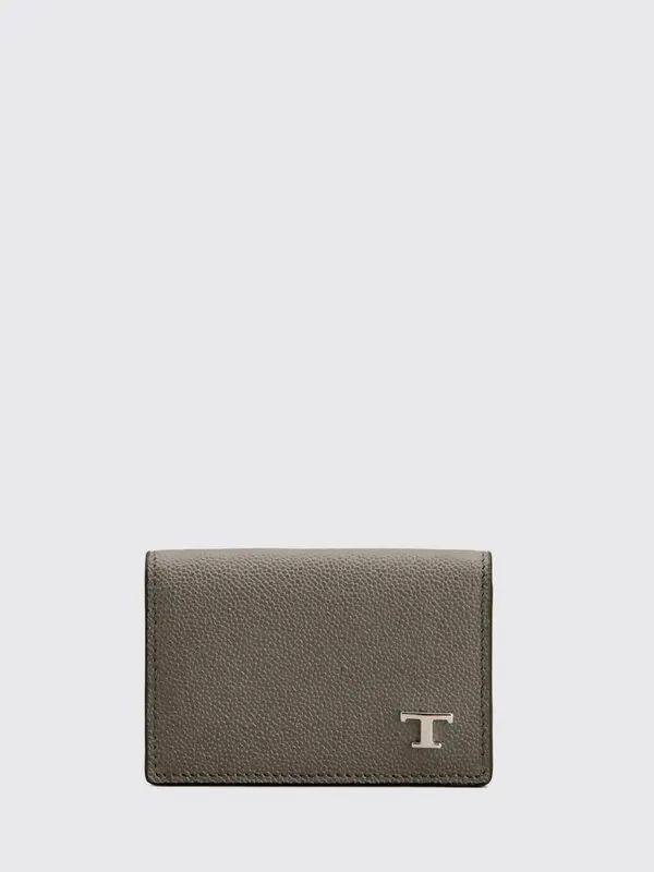 TOD'S T Timeless Grained Leather Credit Card Holder
