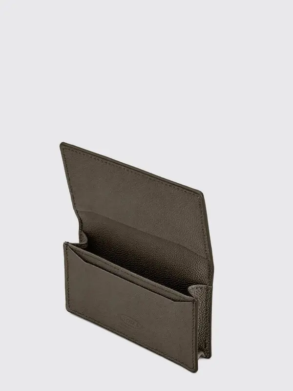 TOD'S T Timeless Grained Leather Credit Card Holder