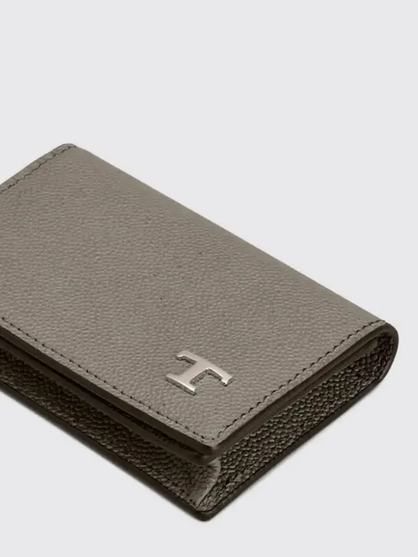 TOD'S T Timeless Grained Leather Credit Card Holder