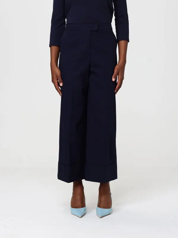 PT TORINO Cotton Twill Cropped Trousers - Blue