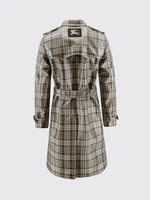 Burberry Check Polyester Double-breasted Trench Coat