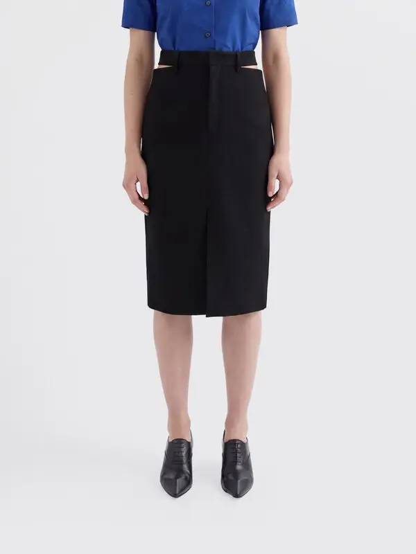 JIL SANDER Virgin Wool Midi Skirt - Black