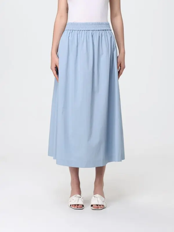 PT TORINO Cotton Poplin Midi Skirt - Blue