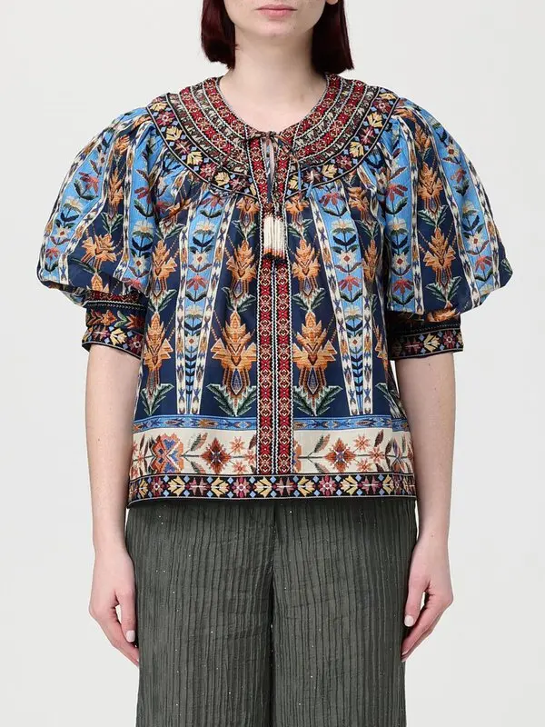 Farm Rio Cotton Crew-neck Blouse