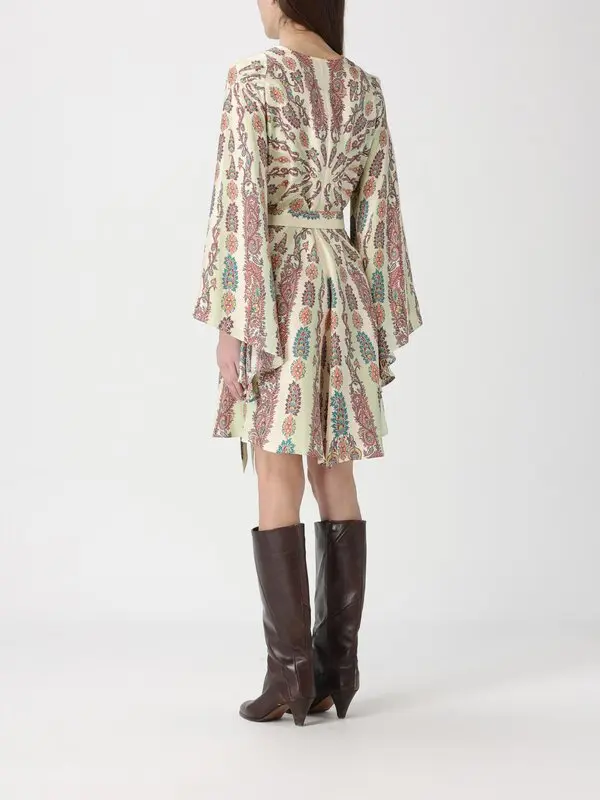 Etro Paisley & Abstract Print Twill Mini Dress With Sash Belt