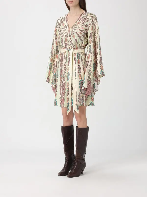 Etro Paisley & Abstract Print Twill Mini Dress With Sash Belt