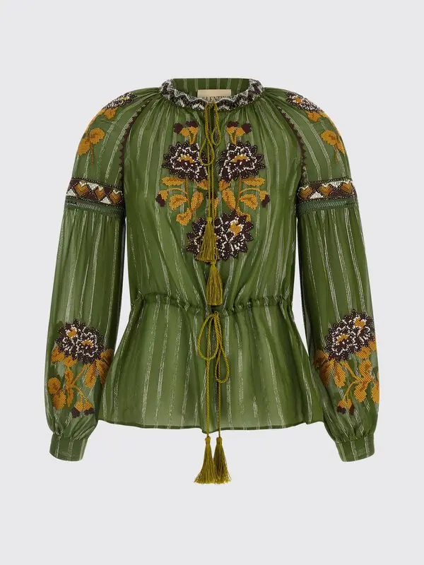 Valentino Garavani Silk Blouse With Lurex Thread Embroidery