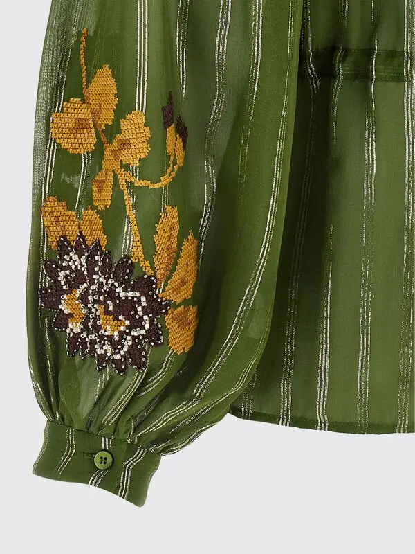 Valentino Garavani Silk Blouse With Lurex Thread Embroidery