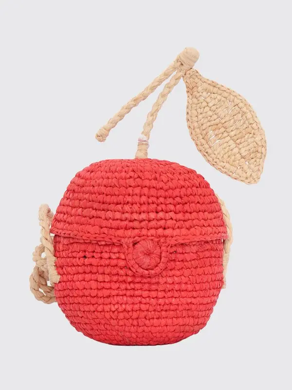 Bonpoint Raffia Shoulder Bag With Fruit Embroidery