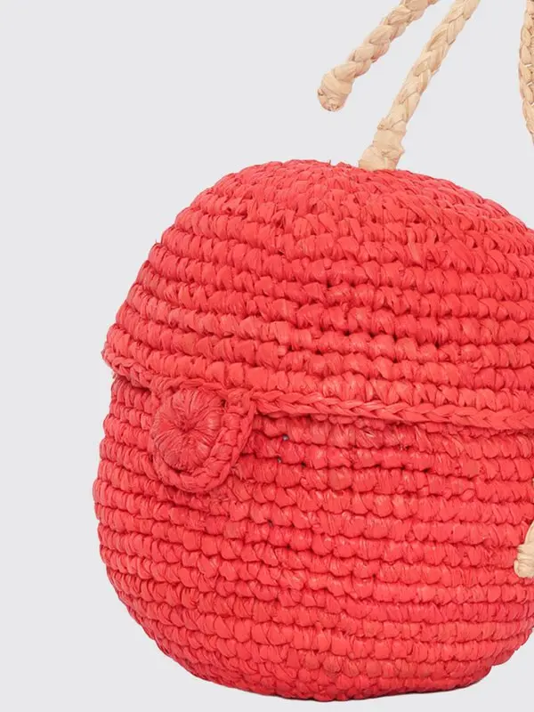 Bonpoint Raffia Shoulder Bag With Fruit Embroidery