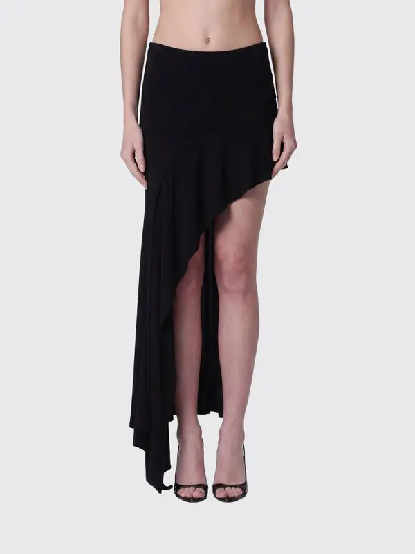 FRANCESCO MURANO Long Asymmetrical Skirt In Viscose With A Low-rise Elastic Waist - Black